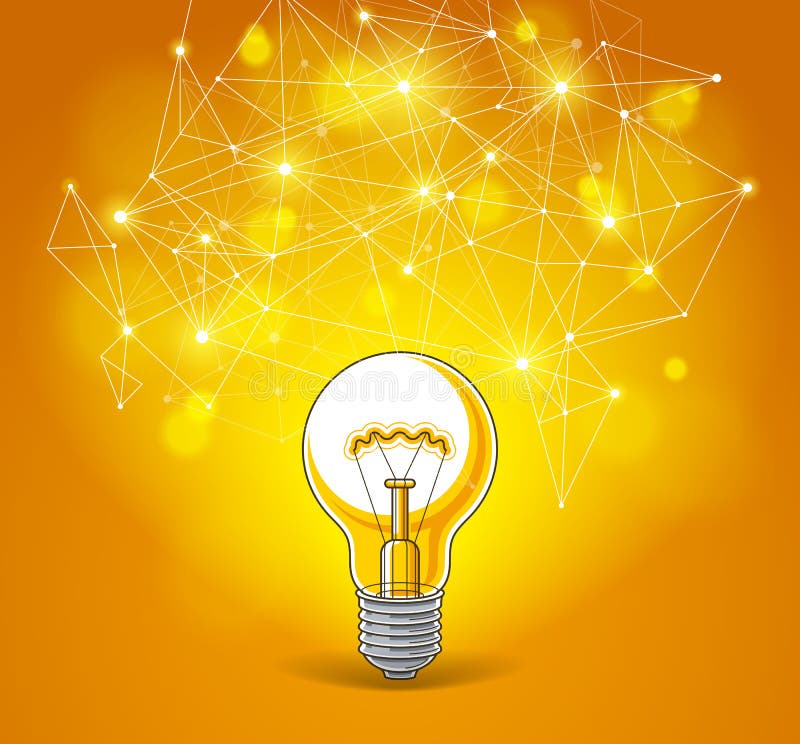 Light Bulb and Connection Lines Low Poly Design, Innovative Idea ...