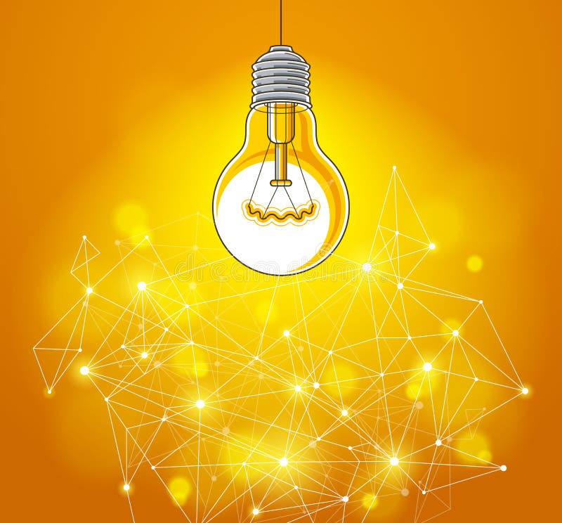 Light Bulb and Connection Lines Low Poly Design, Innovative Idea ...