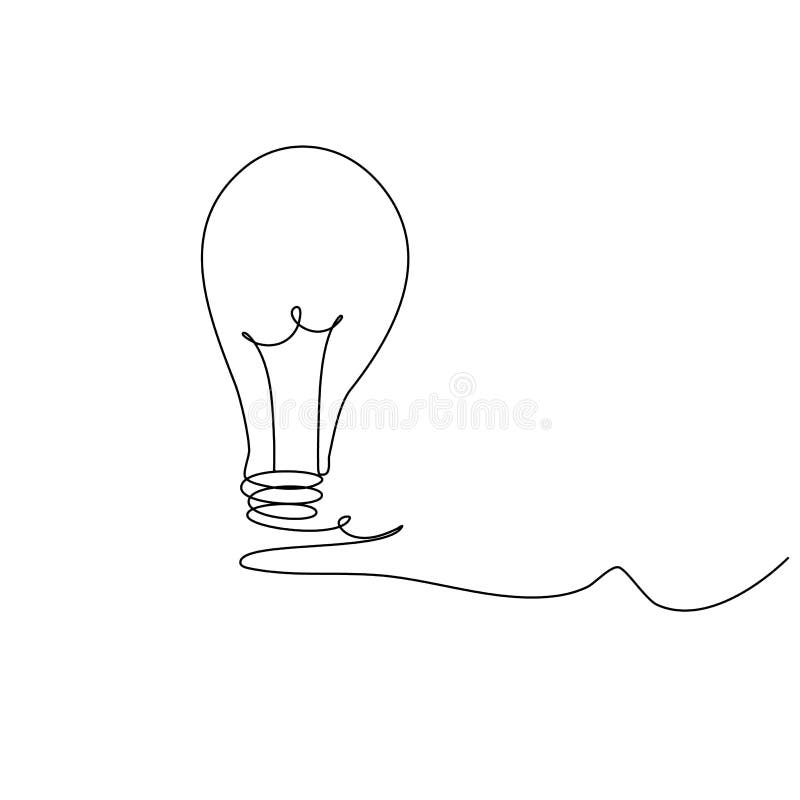 Light Bulb in Continuous Line Drawing. Sketchy Idea Concept. Outline ...