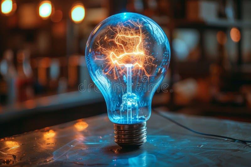 Light Bulb Crackling with the Energy of Lightning Inside, Creating a ...