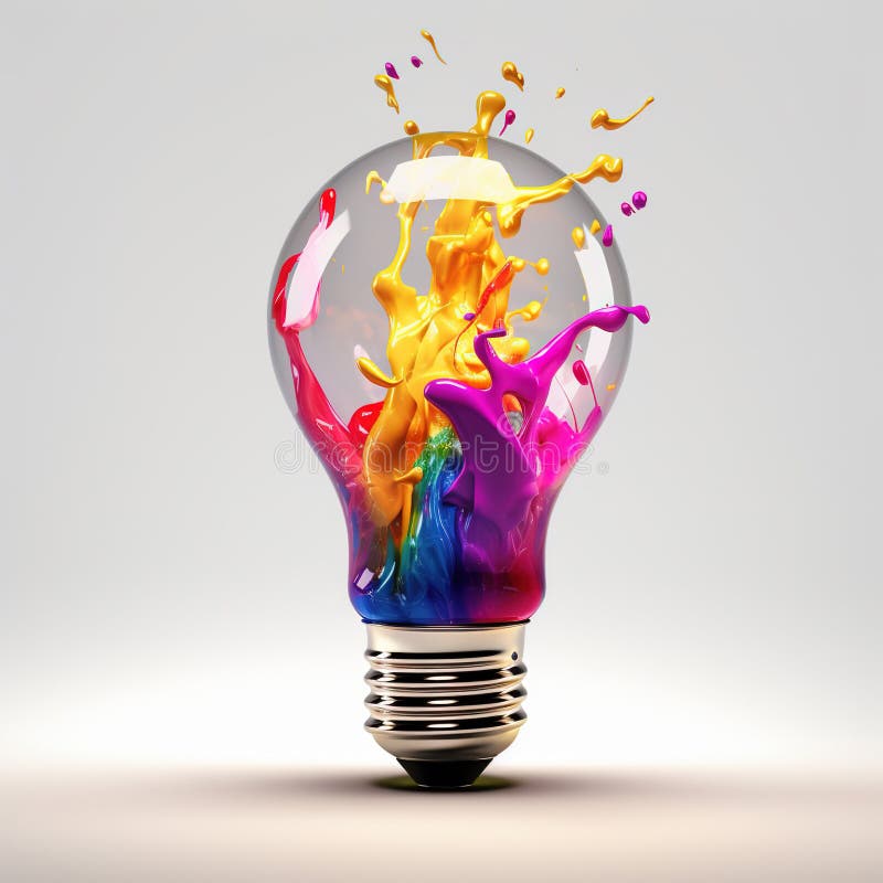 Light Bulb Creative Colored Dust Powder Smoke Splash Explosion. Stock ...