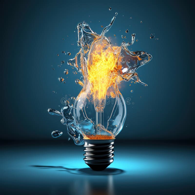 Light Bulb Creative Colored Dust Powder Smoke Splash Explosion. Stock ...