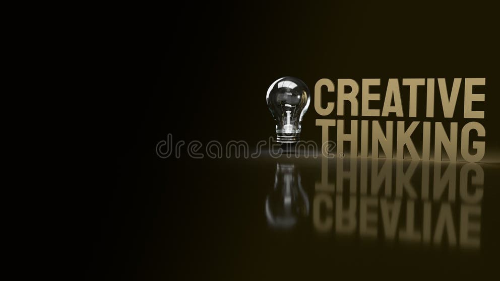 The Light Bulb and Creative Thinking Text for Idea Content 3d Rendering ...