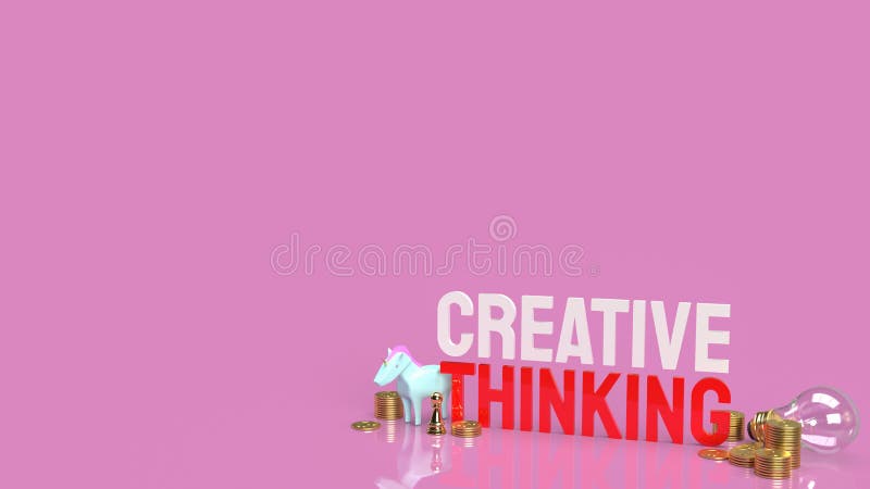 The Light Bulb and Creative Thinking Text for Idea Content 3d Rendering ...