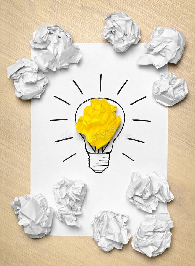 Light bulb crumpled paper stock image. Image of metaphor - 35119943