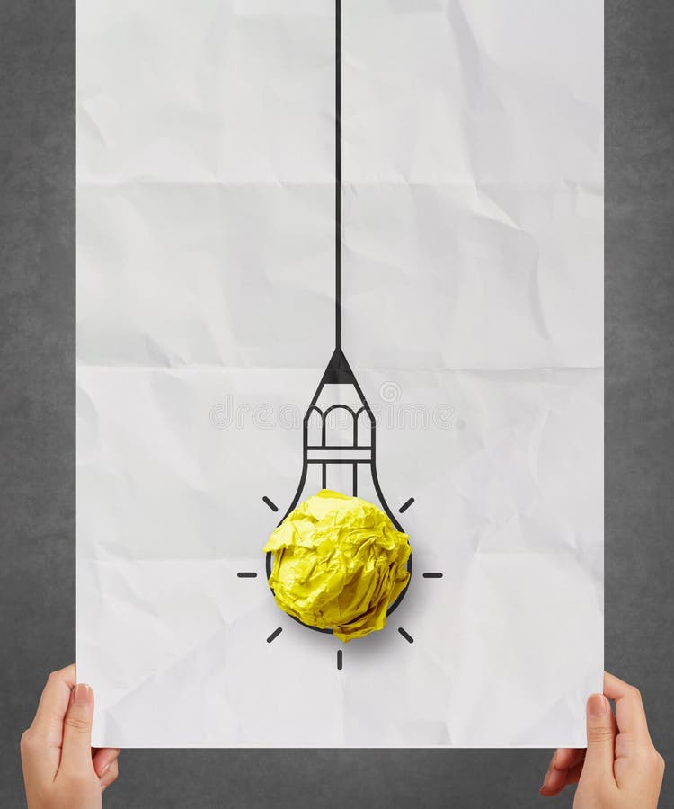 Light Bulb Crumpled Paper in Pencil Light Bulb Stock Photo - Image of ...