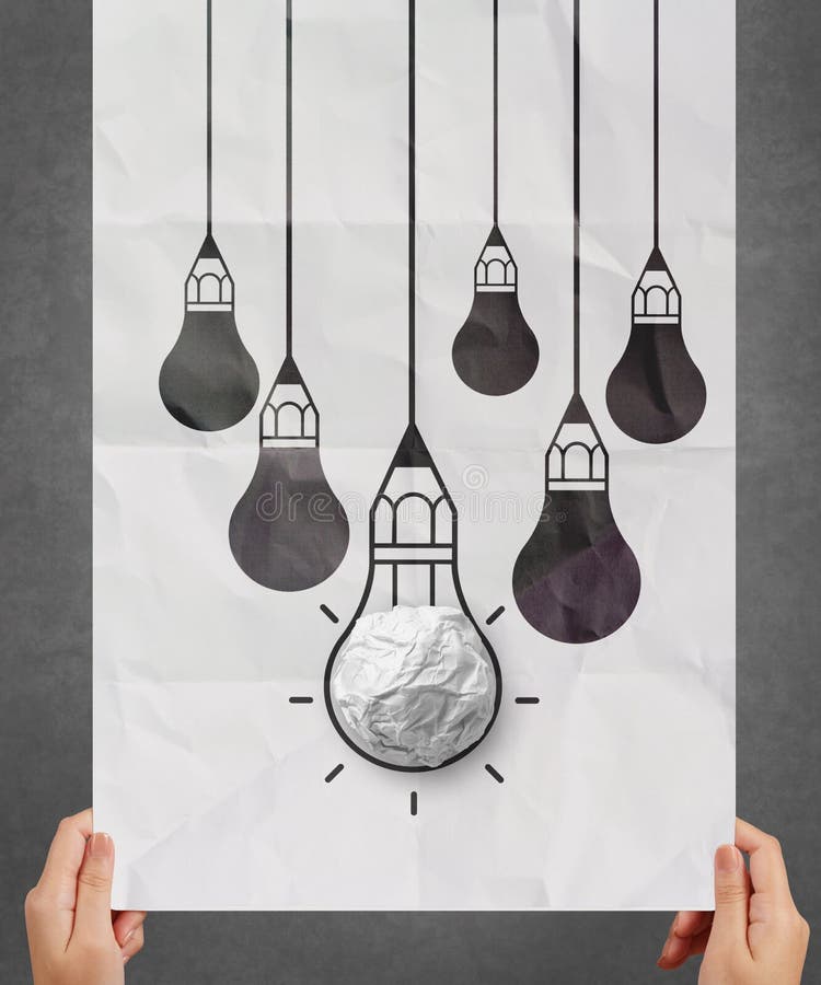 Light Bulb Crumpled Paper in Pencil Light Bulb Stock Image - Image of ...