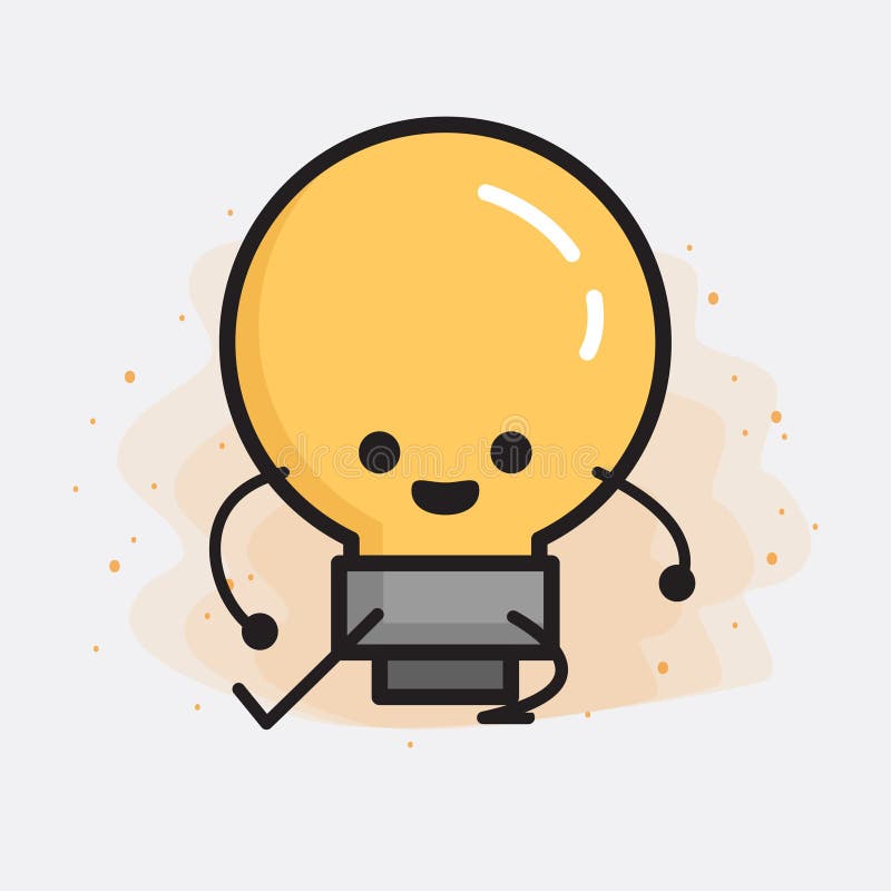 Light Bulb Cute Character Icon Vector Illustration Stock Vector ...