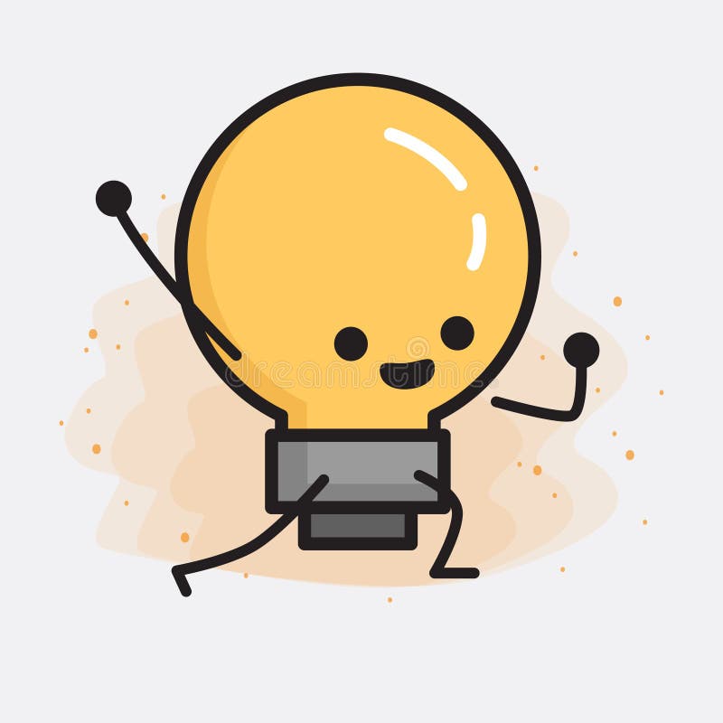 Light Bulb Cute Character Icon Vector Illustration Stock Vector ...