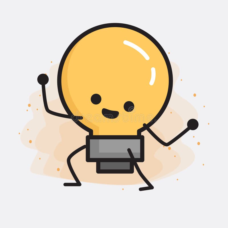 Light Bulb Cute Character Icon Vector Illustration Stock Vector ...