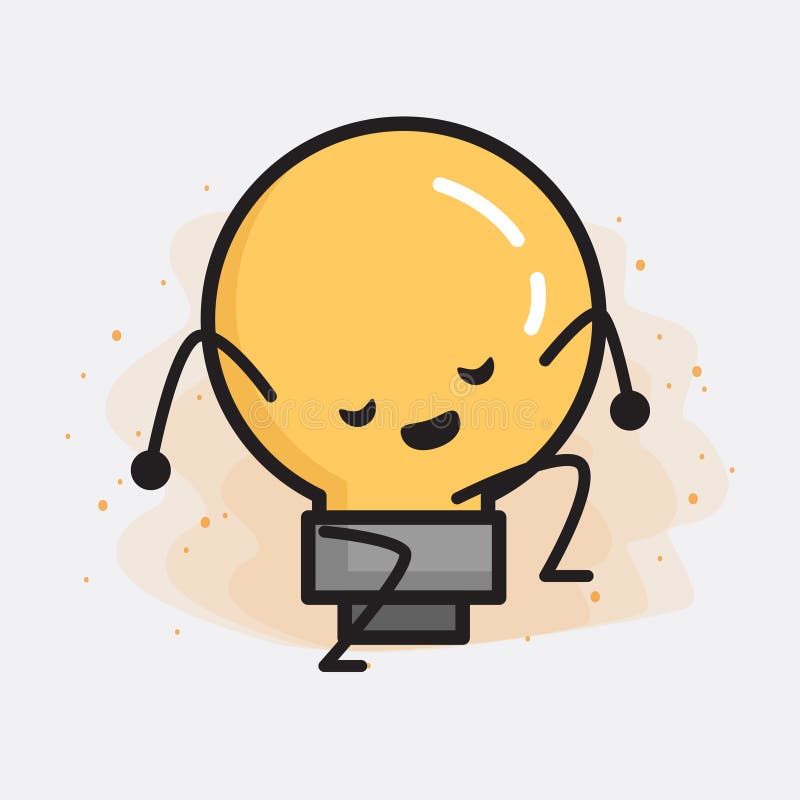Light Bulb Cute Character Icon Vector Illustration Stock Vector ...