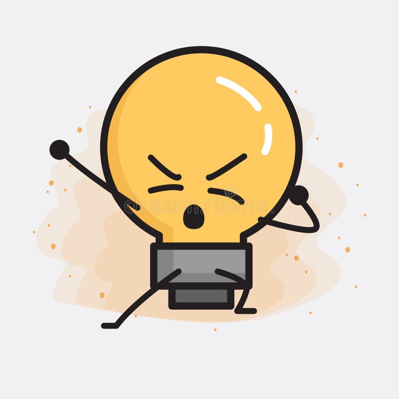 Light Bulb Cute Character Icon Vector Illustration Stock Vector ...
