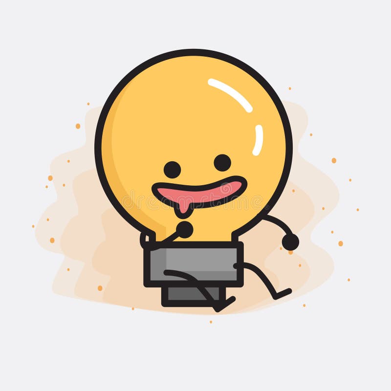 Light Bulb Cute Character Icon Vector Illustration Stock Vector ...