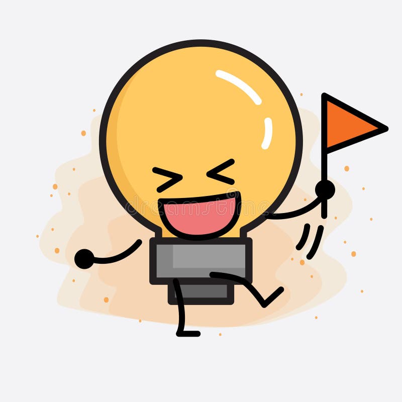 Light Bulb Cute Character Icon Vector Illustration Stock Vector ...