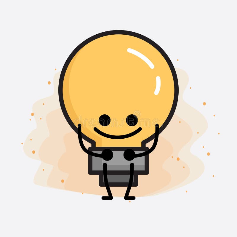 Light Bulb Cute Character Icon Vector Illustration Stock Vector ...