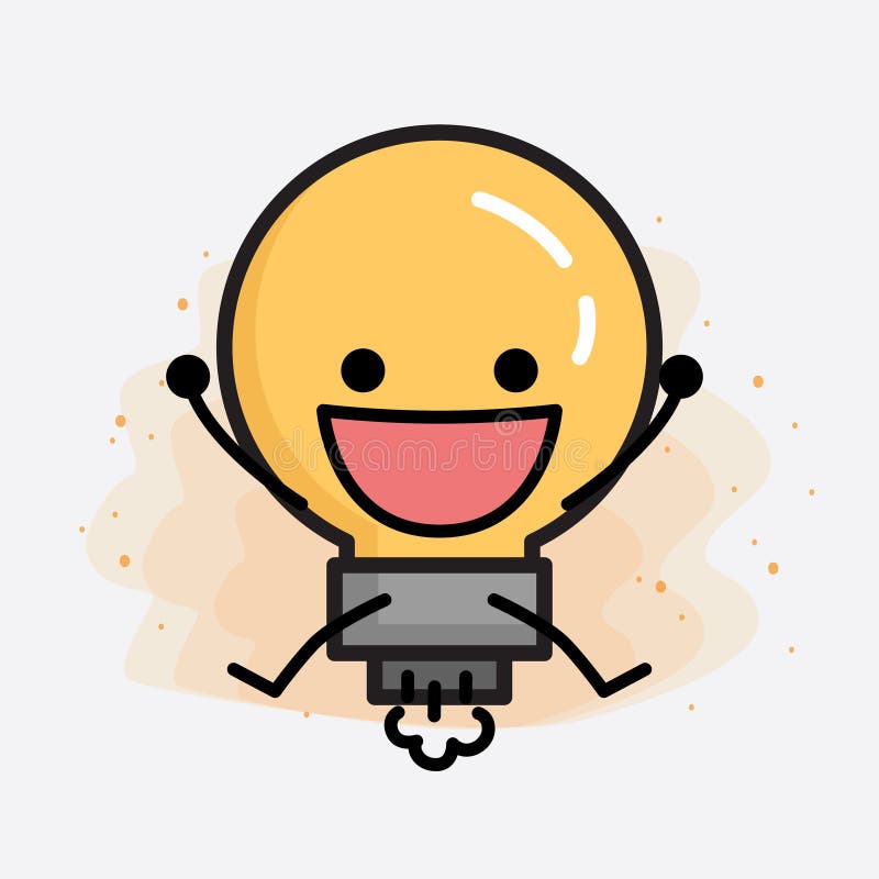 Light Bulb Cute Character Icon Vector Illustration Stock Vector ...
