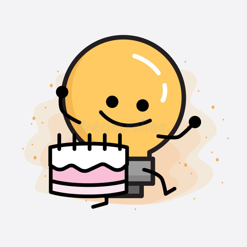 Light Bulb Cute Character Icon Vector Illustration Stock Vector ...