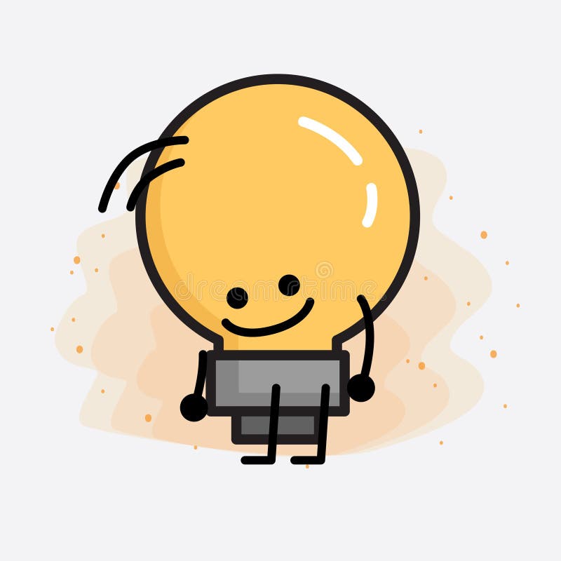 Light Bulb Cute Character Icon Vector Illustration Stock Vector ...