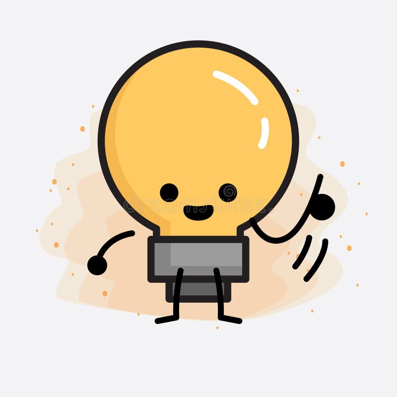 Light Bulb Cute Character Icon Vector Illustration Stock Vector ...