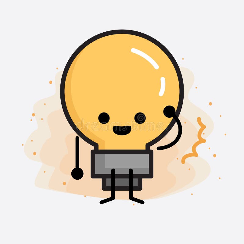 Light Bulb Cute Character Icon Vector Illustration Stock Vector ...