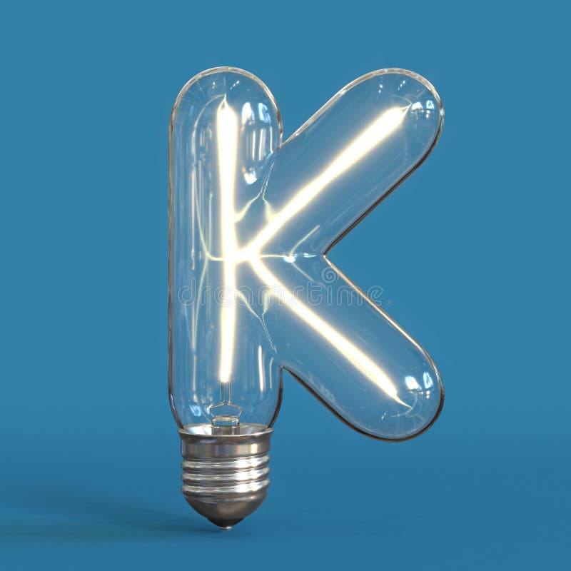Light Bulb 3d Font 3d Rendering Letter K Stock Illustration ...
