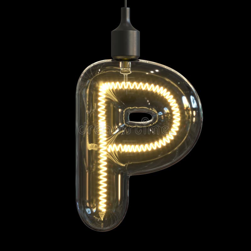 Light Bulb 3d Font 3d Rendering Letter P Stock Illustration ...