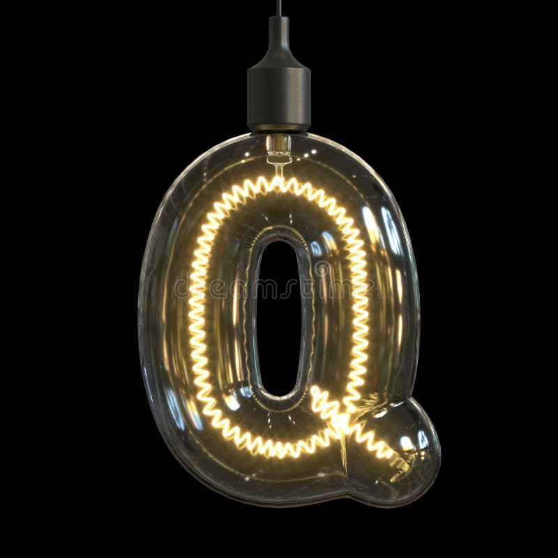 Light Bulb 3d Font 3d Rendering Letter Q Stock Illustration ...