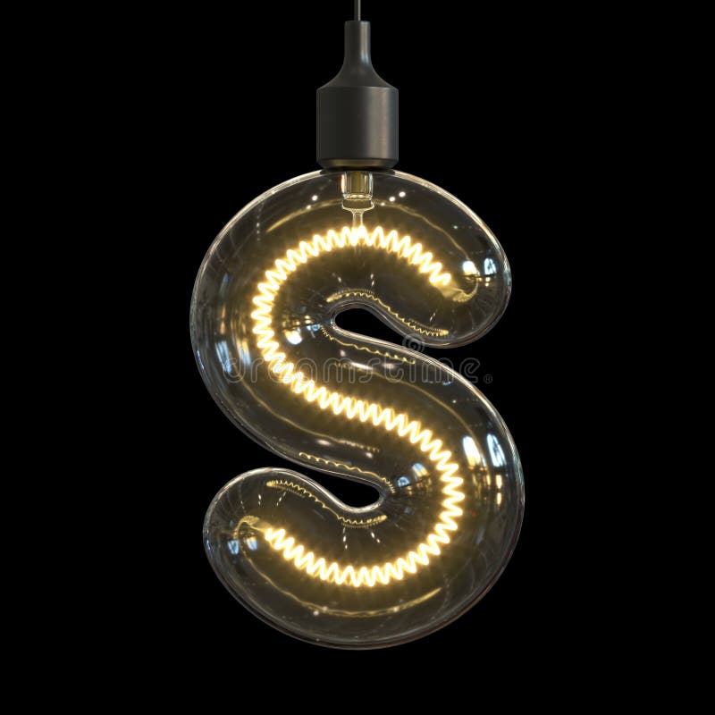 Light Bulb 3d Font 3d Rendering Letter S Stock Illustration ...