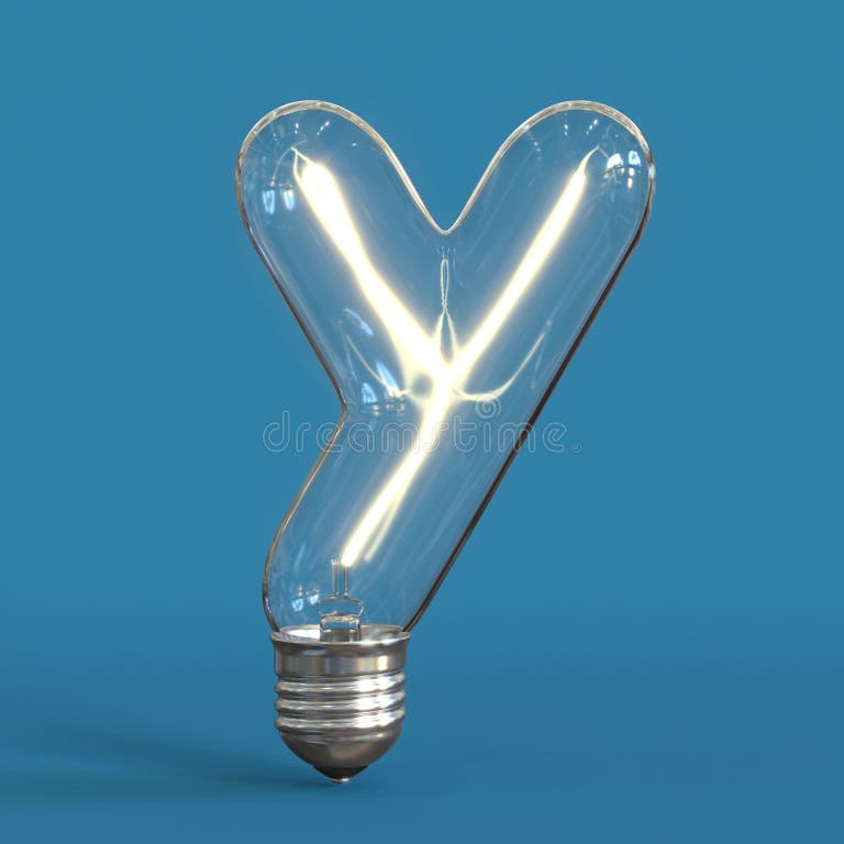 Light Bulb Glowing Letter Alphabet Character Y Font Stock Illustrations ...