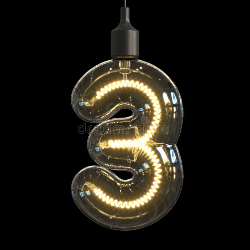 Light Bulb 3d Font 3d Rendering Number 3 Stock Illustration ...