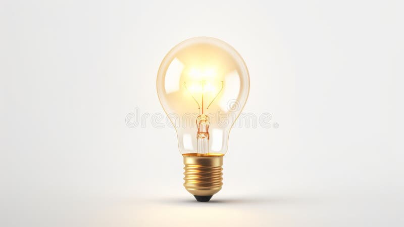 Translucent Golden Light Bulb on White Background in Vray Tracing Style ...