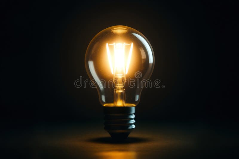 Light Bulb on Dark Background, Concept of Creativity., Stock ...