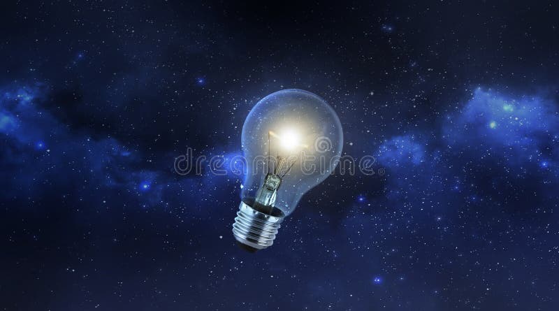 Light Bulb on a Dark Floor the Planet View from Space Stock ...