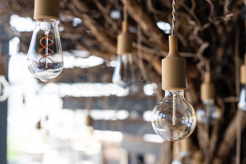 Light Bulb Decor in Outdoor Party Stock Image - Image of vintage, decor ...