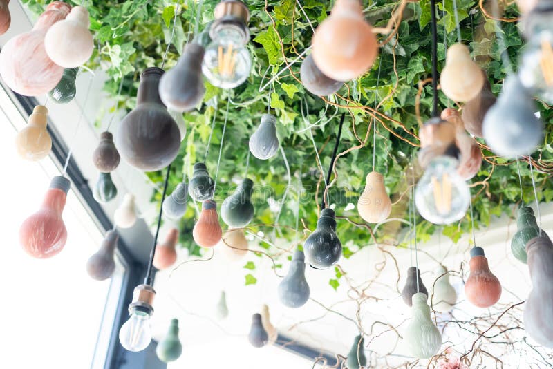 Light Bulb Decor in Outdoor Party Stock Image - Image of festive ...