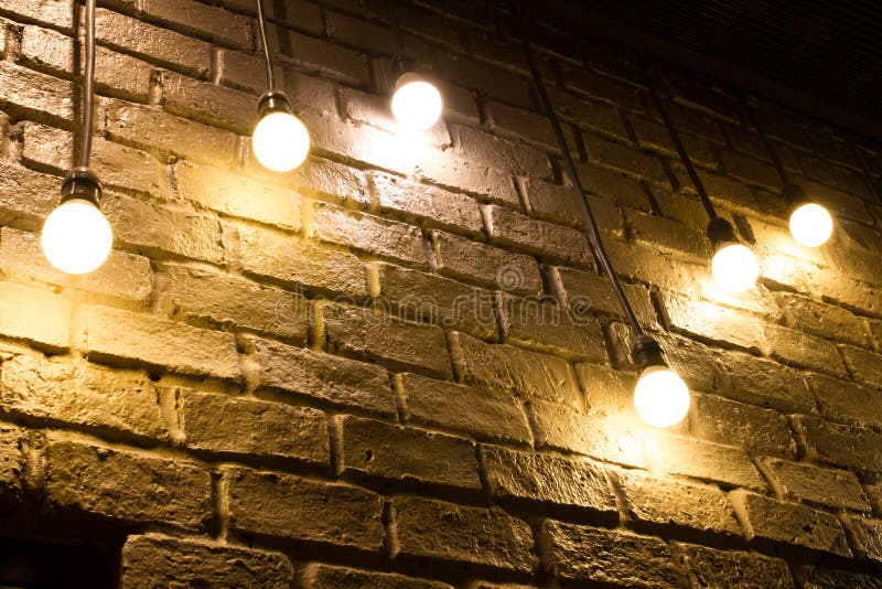 Light Bulb Decorated on Wall Stock Photo - Image of architecture ...