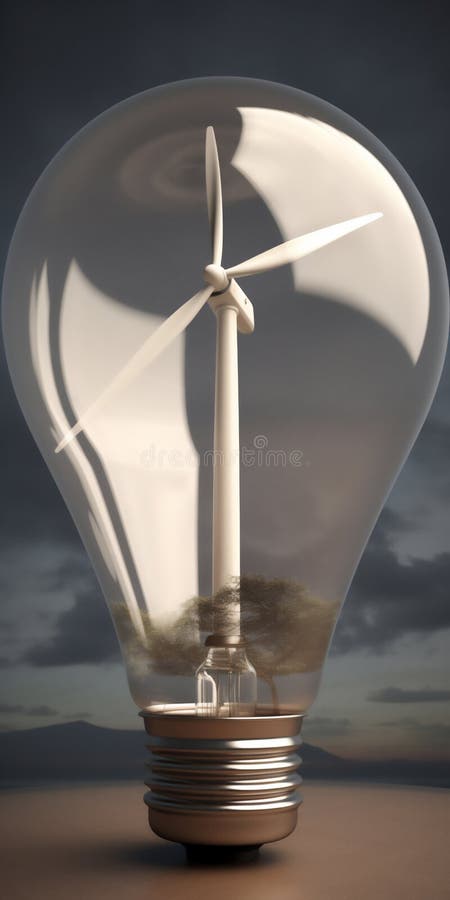 The Light Bulb is in the Desert, Inside There is a Windmill and a Tree ...