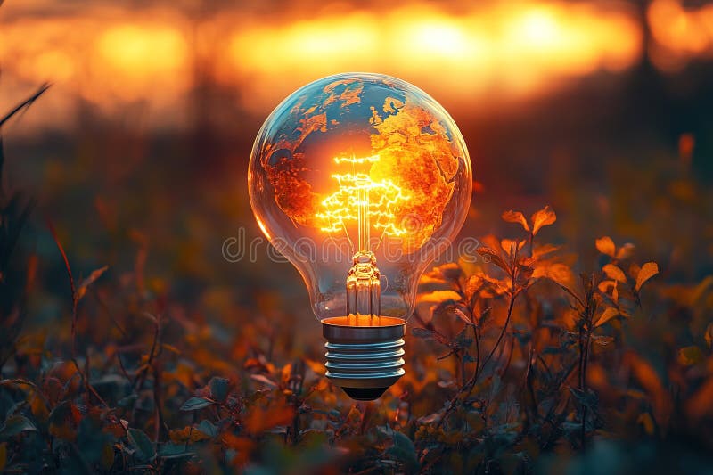 Light Bulb Shaped Like Planet Earth Symbolizes Ecological Awareness in ...