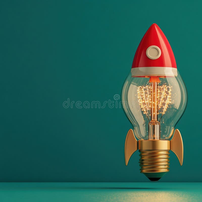 A Light Bulb Designed As a Rocket Symbolizes the Fusion of Creativity ...