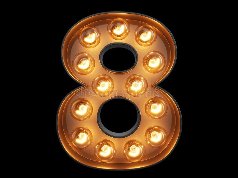 Light Bulb Digit Alphabet Character 8 Eight Font Stock Illustration ...