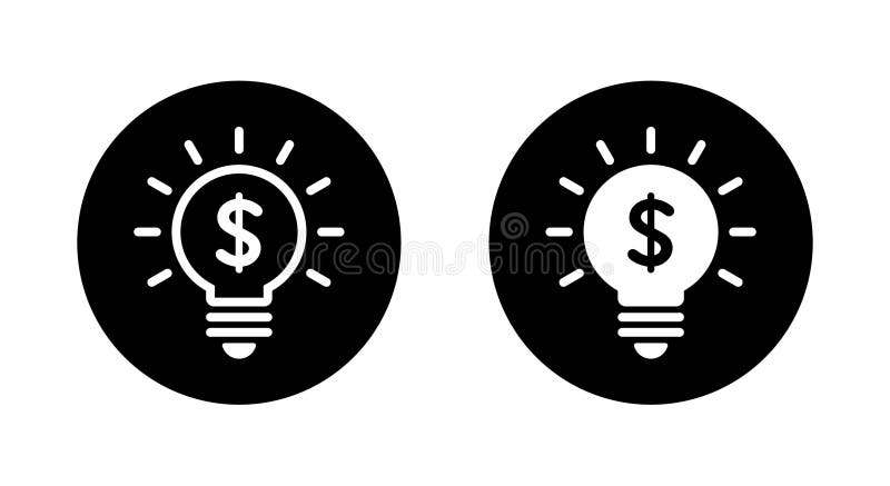 Light Bulb with Dollar Currency Icon on Black Circle. Money Idea Sign ...