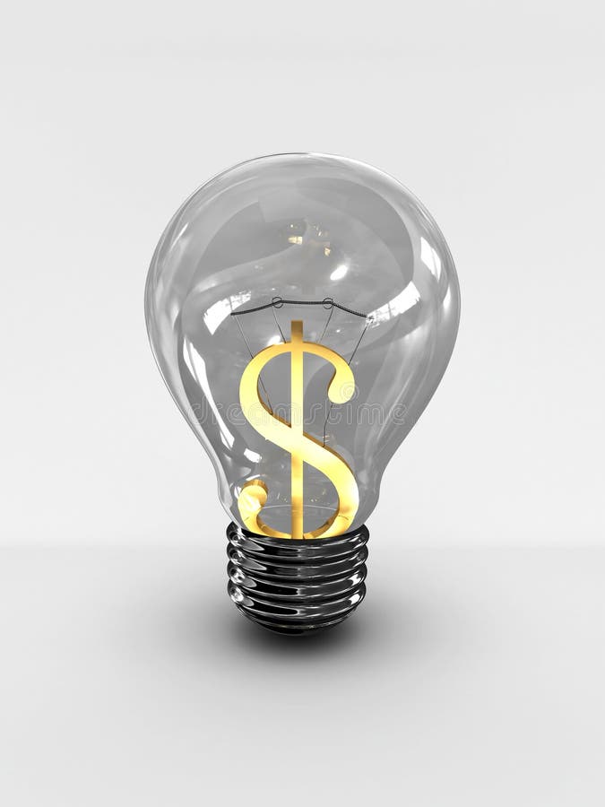 Light Bulb with a Dollar Sign Stock Illustration - Illustration of ...