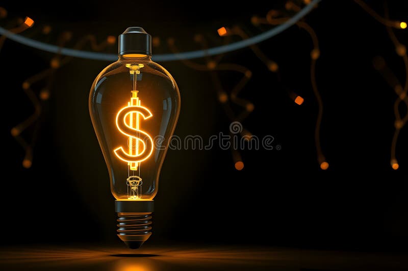 Light Bulb with a Dollar Symbol Glowing Inside on a Dark Background ...