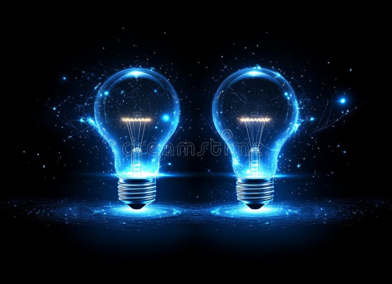 A Light Bulb with a Double Exposure Effect Displays Digital Circuit ...