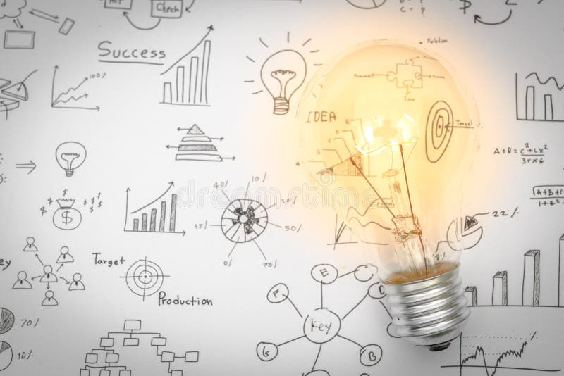 .Light Bulb with Drawing Graph Stock Image - Image of brainstorming ...