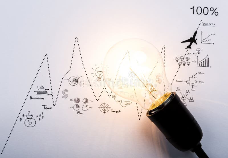 Light Bulb with Drawing Graph Stock Photo - Image of infographic ...