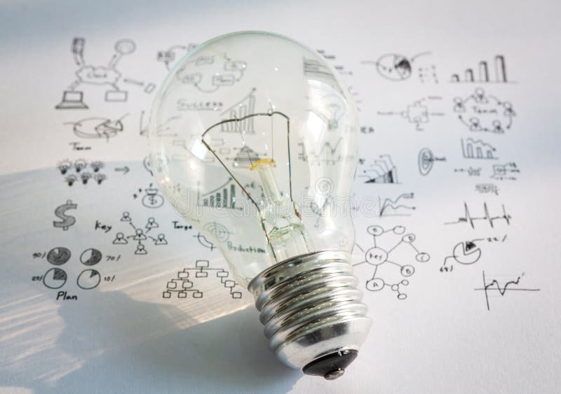 Light Bulb with Drawing Graph Stock Image - Image of bulb, finance ...