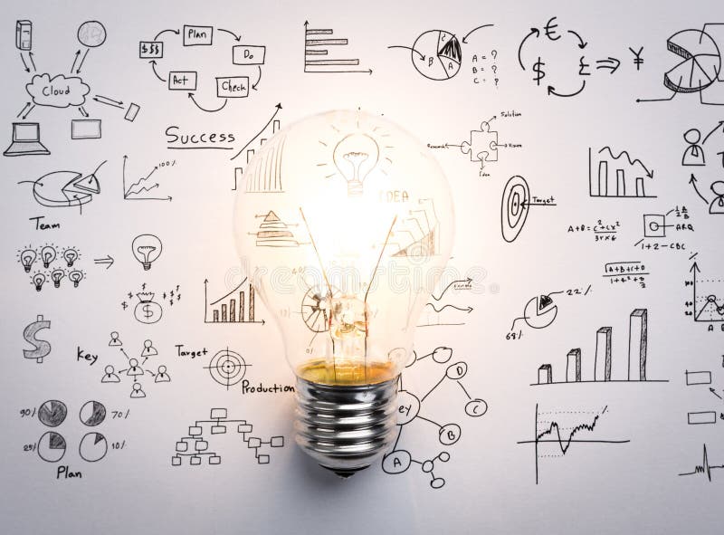 Light Bulb with Drawing Graph Stock Image - Image of infographic, info ...