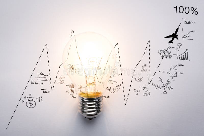 Light Bulb with Drawing Graph Stock Image - Image of creativity ...