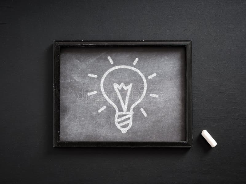 Light Bulb Drawn on Blackboard Symbolizing an Idea Stock Image - Image ...